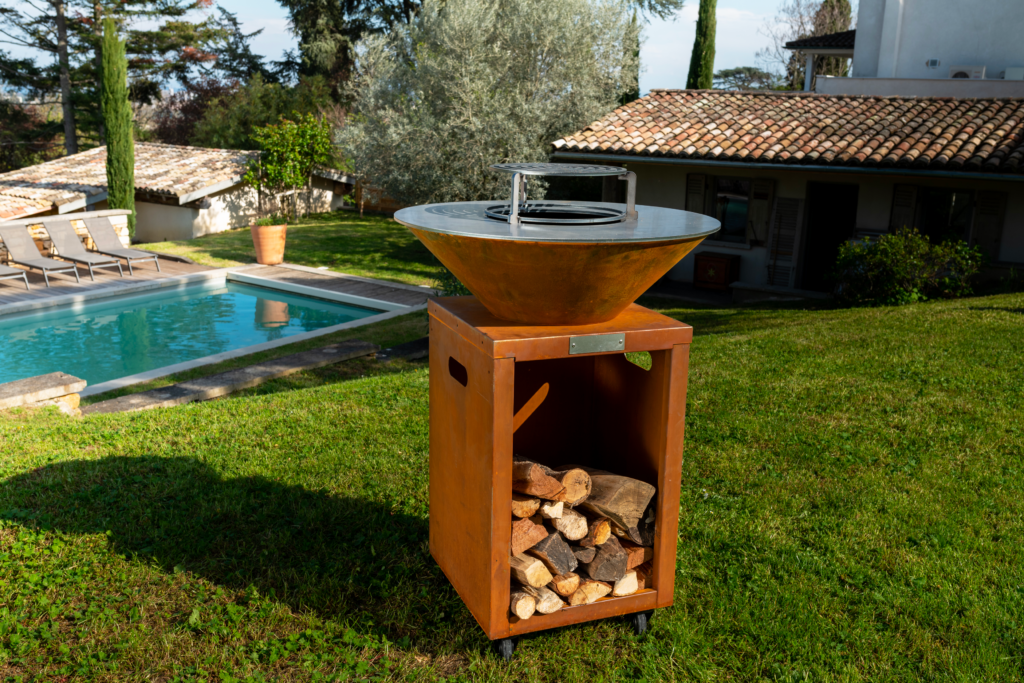 BRASERO FIRE CORTEN L 500 avec roulette Porte SAS 100% Français